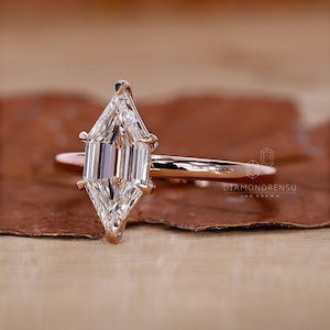 Elongated Hexagon Step Cut Lab Grown Diamond Ring, Solitaire Engagement ...