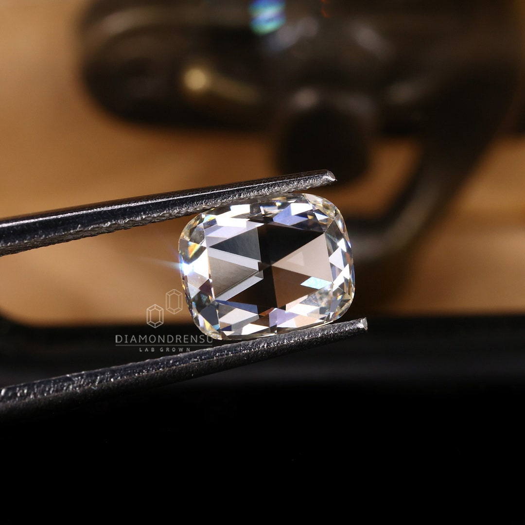 Elongated Cushion Rose Cut Lab Grown Diamond, 1.37 CT Cushion Rose Cut ...