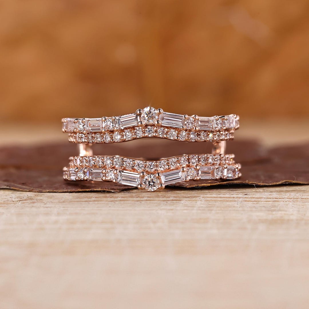Double Row Diamond Ring Enhancer for Engagement Ring, Baguette and ...