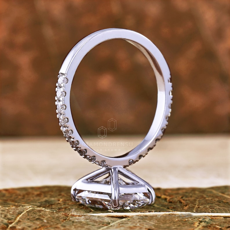 3 CT Radiant Cut Lab Grown Diamond Engagement Ring F/VS Lab - Etsy