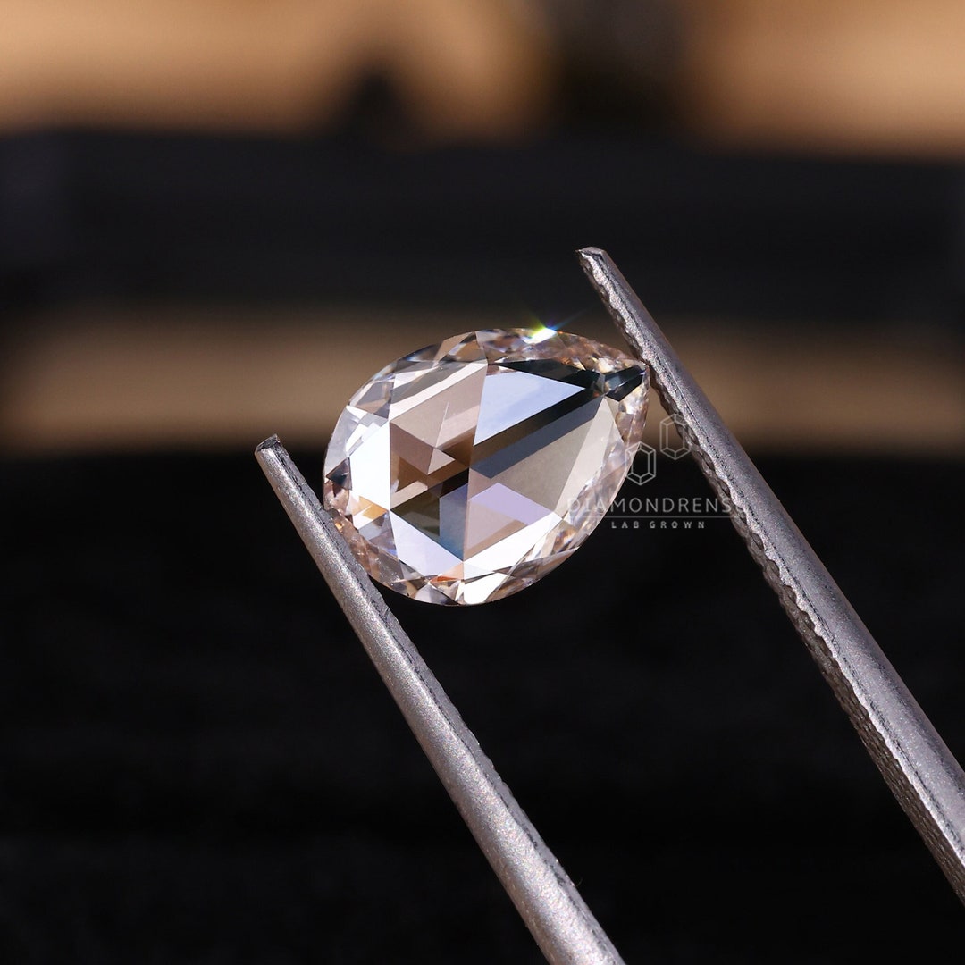 Pear Rose Cut Lab Grown Diamond for Custom Engagement Ring, 1.21 CT ...