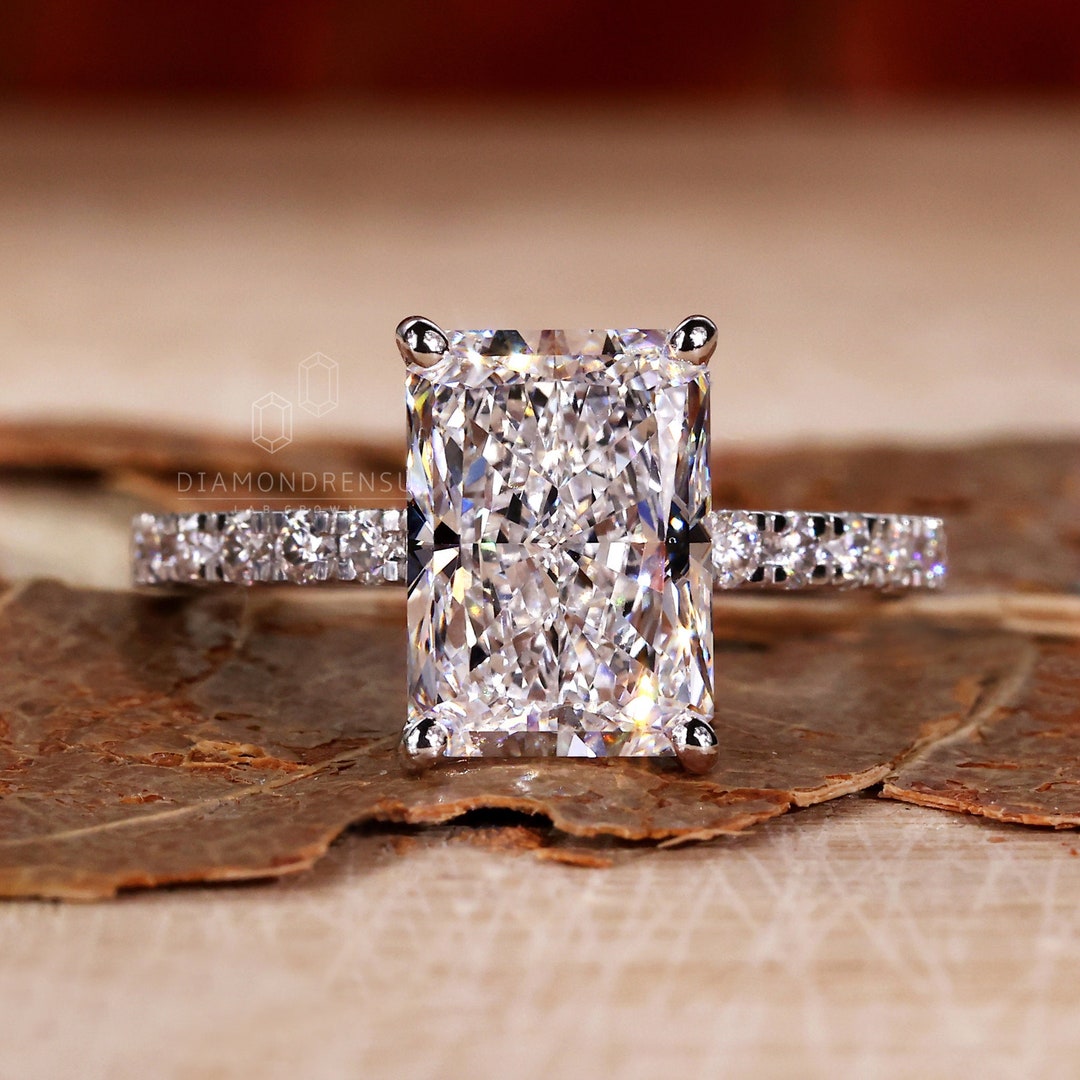 3 CT Radiant Cut Lab Grown Diamond Engagement Ring, IGI Certified F/VS ...