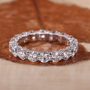 U Prong Micro Pave Round Diamond Full Eternity Wedding Band, 3.50 MM ...
