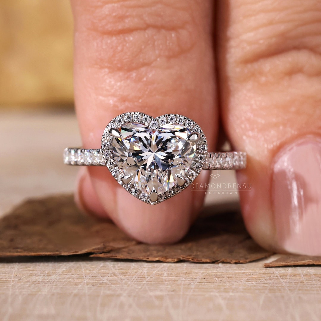 Heart Shaped Diamond Engagement Ring for Women, IGI Certified 1.0 3.0 ...