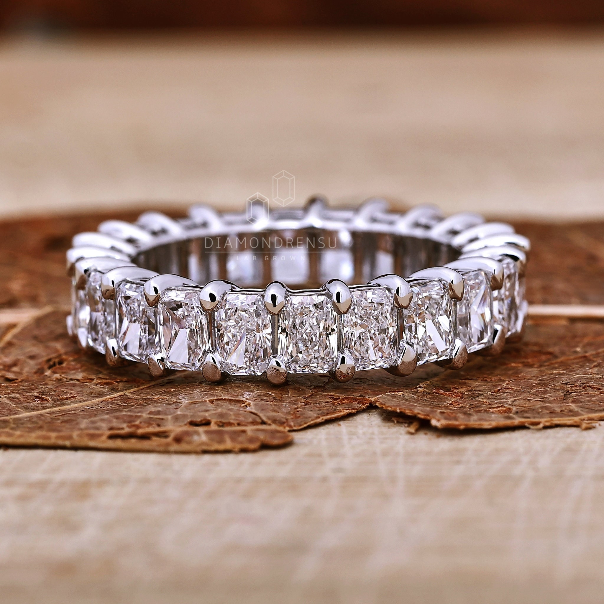 0.19 CT Radiant Cut Lab Grown Diamond Wedding Band Full - Etsy