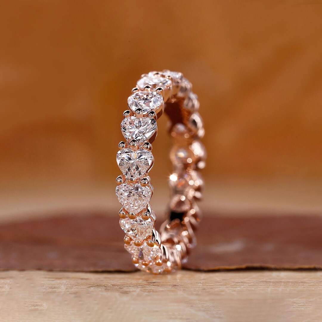 Heart Shaped Diamond Eternity Wedding Band for Her, Lab Grown Diamond ...