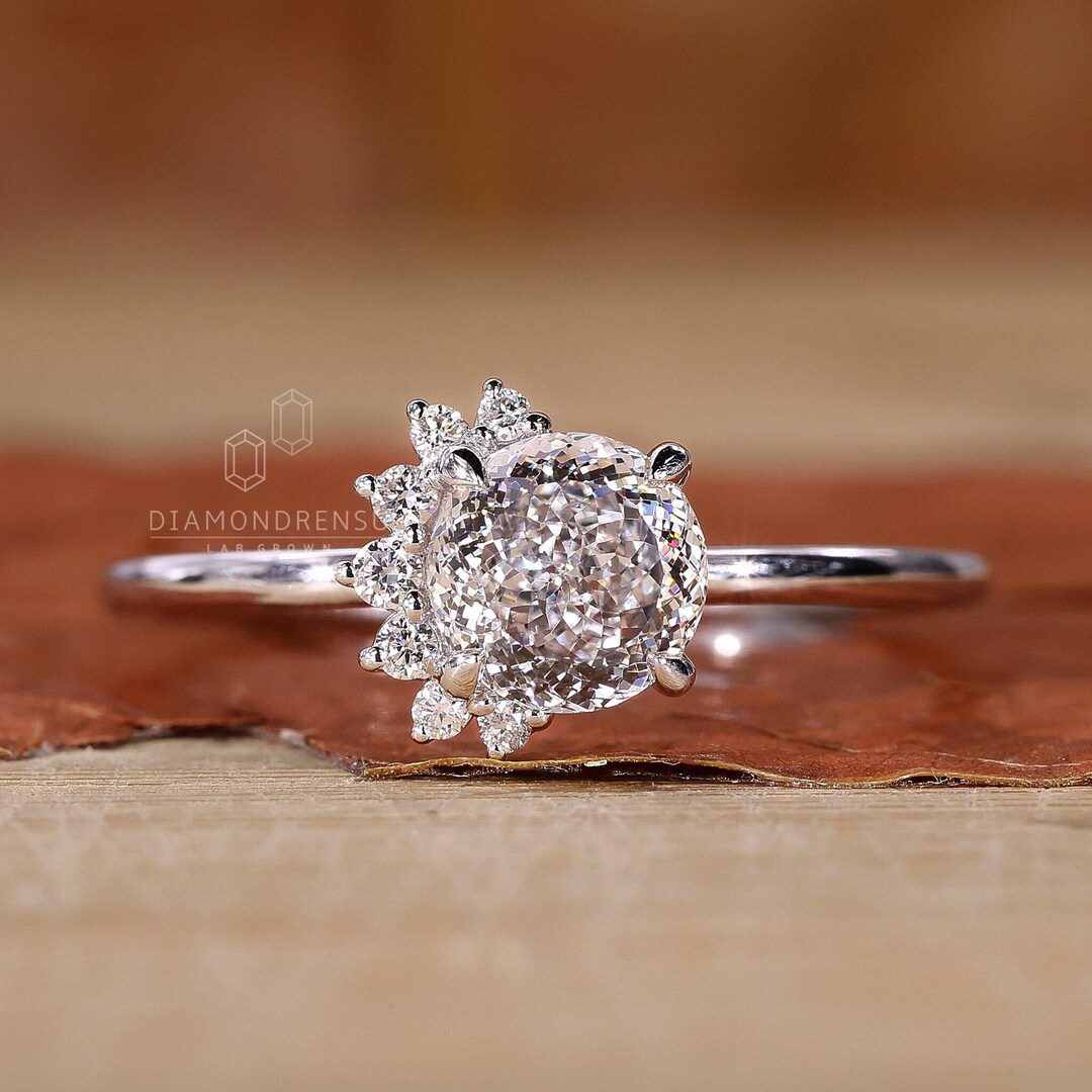 1 Ct Portuguese Cut Lab Grown Diamond Ring, Antique Cut Engagement Ring ...