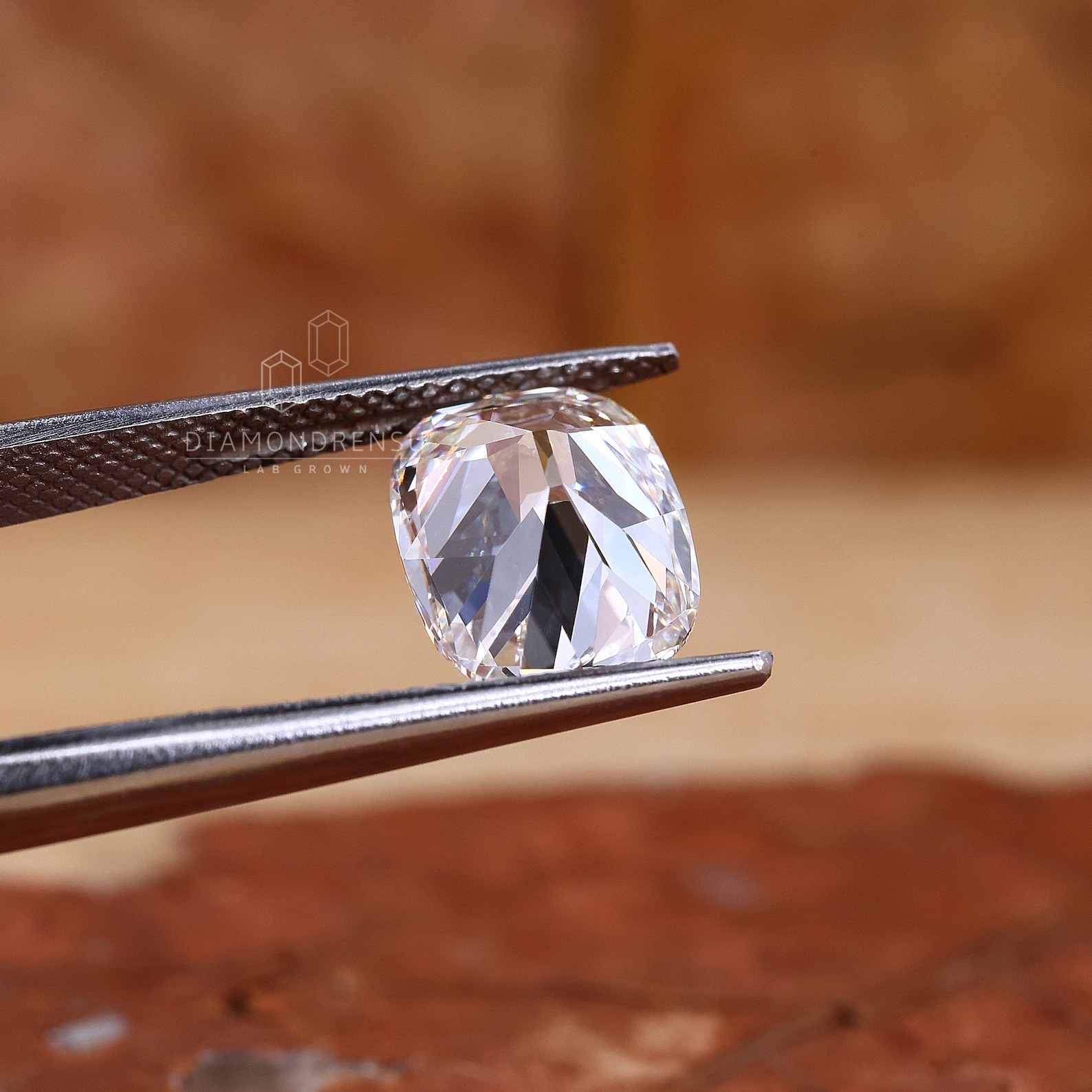 Old Mine Cushion Cut Diamond, 3 Carat Lab Grown Diamond, Elongated Old ...