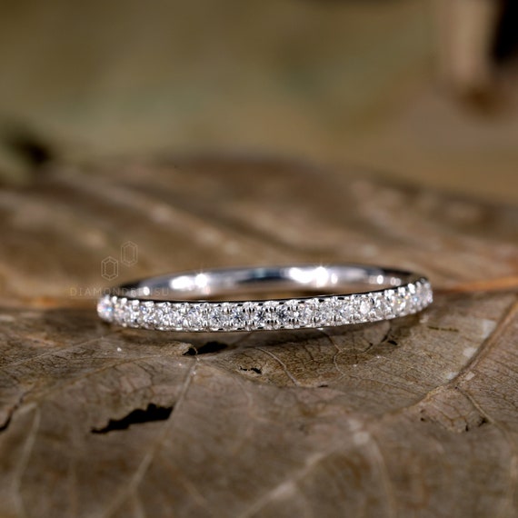 1.20 MM Round Cut Lab Diamond Wedding Band Lab Diamond Half | Etsy