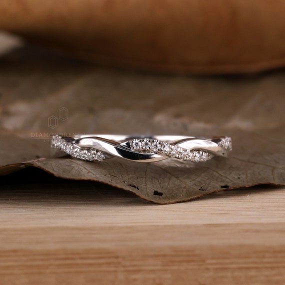 Round Diamond Infinity Twisted Pave Half Eternity Band 0.09 | Etsy