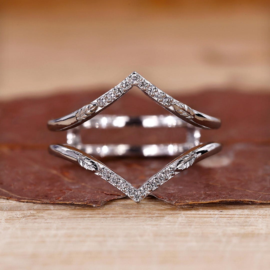 Round Lab Grown Diamond Ring Enhancer for Engagement Ring, Petal Design ...