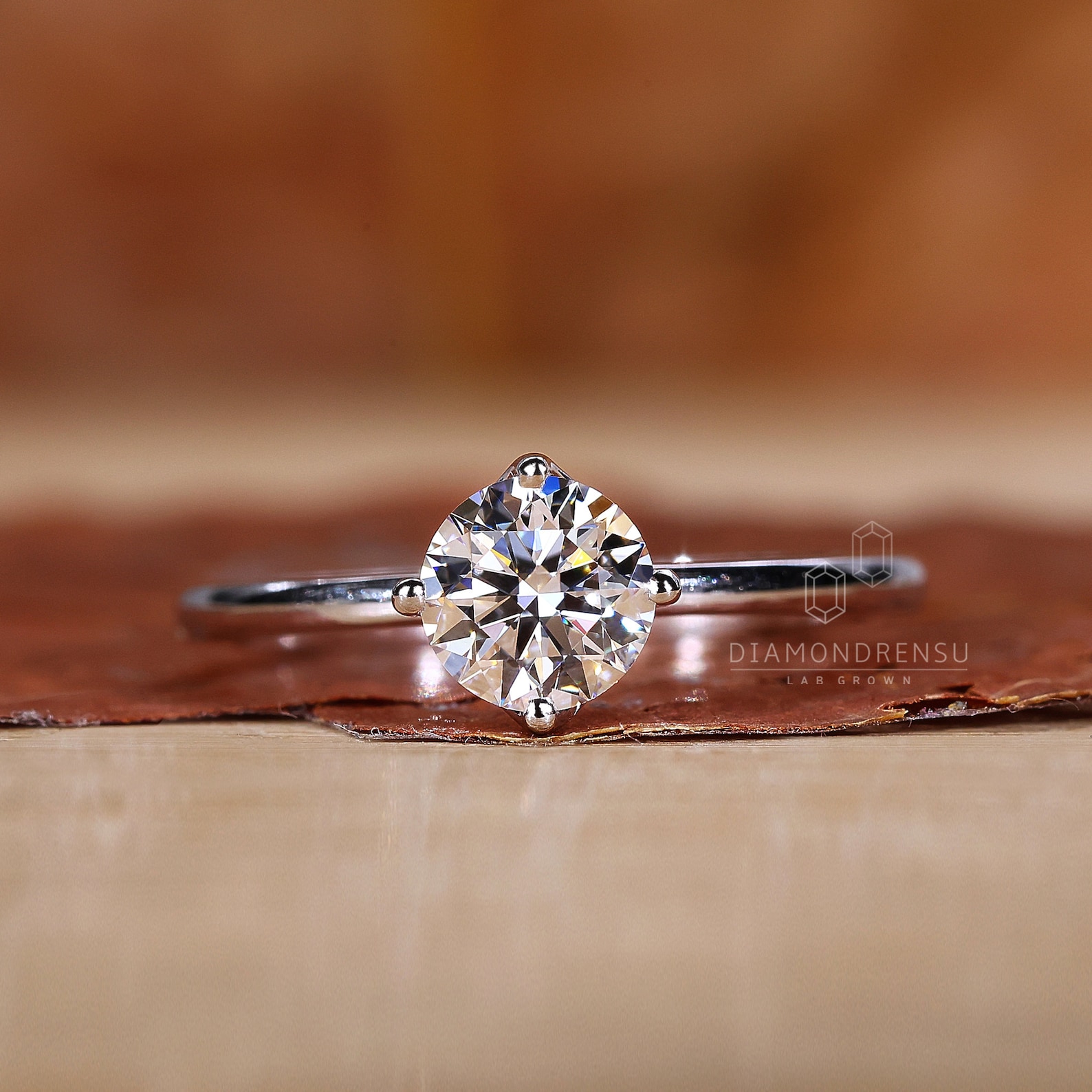 Handmade Round Lab Grown Diamond Solitaire Ring: F/VS1, Solid Gold - Etsy