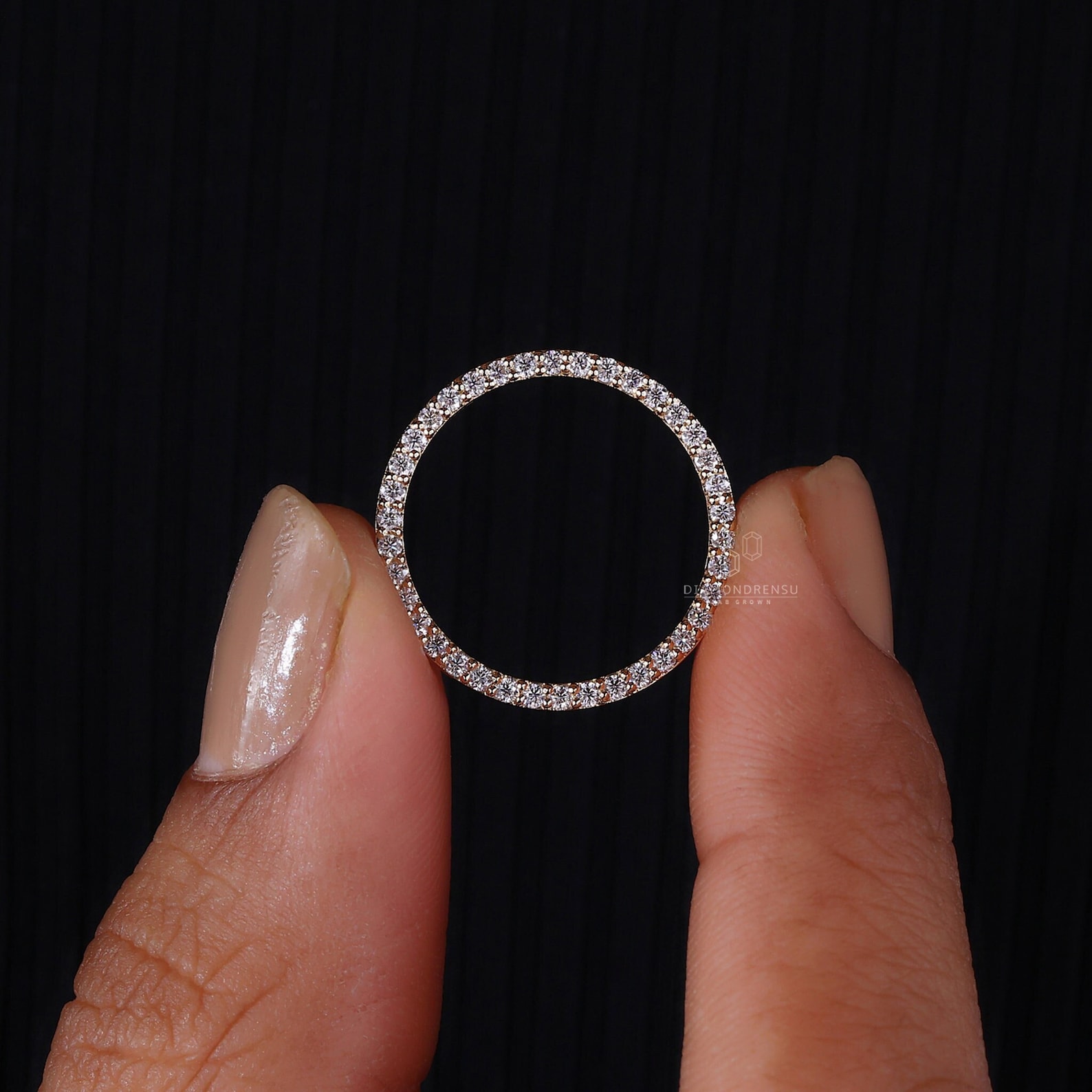 Double Side Pave Diamond Wedding Ring, Matching/stackable Band, Wedding ...
