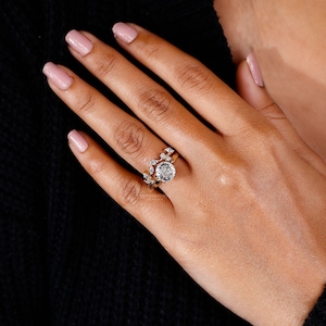 Portuguese Cut Diamond Engagement Ring With Wedding Band, 1 to 3 Carat ...