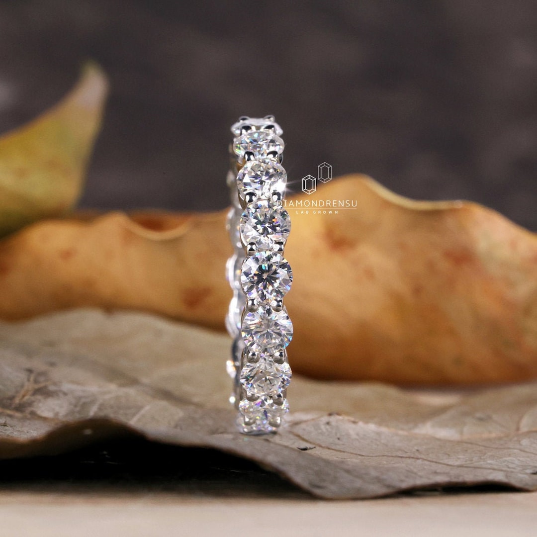 Lab Diamond Wedding Band, 3.50 MM Round Brilliant Cut Lab Grown Diamond ...