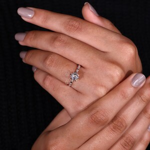 Antique Jubilee Cut Diamond Engagement Ring, High Setting With Hidden ...
