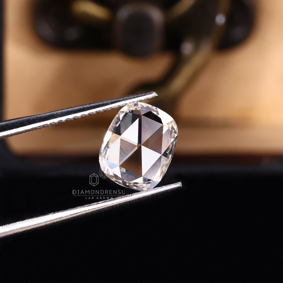 Cushion Rose Cut Lab Grown Diamond for Custom Engagement Ring, 1.30 CT ...