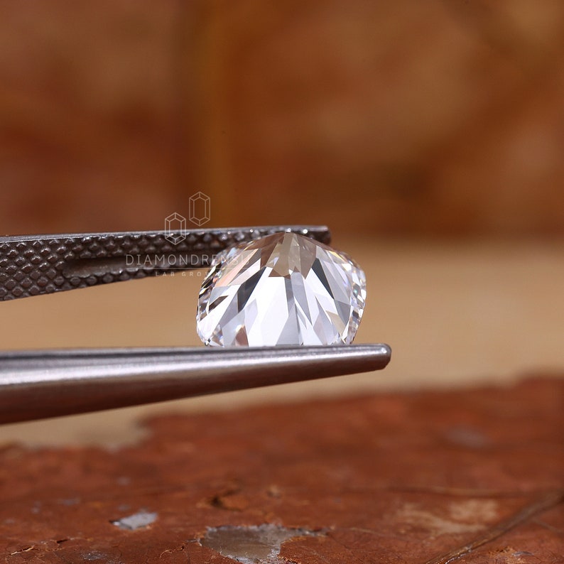 Old Mine Cushion Cut Diamond, 3 Carat Lab Grown Diamond, Elongated Old ...