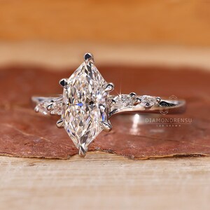 Dutch Marquise Diamond Engagement Ring for Women, 1 to 4 Carat Lab ...