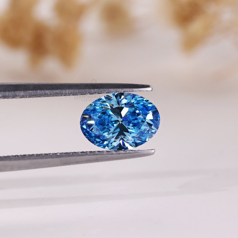 Fancy Vivid Blue Diamond, IGI Certified 1.16 CT Oval Lab Grown Diamond ...