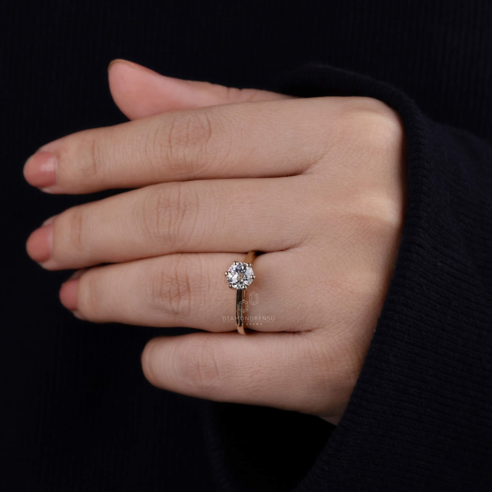 Antique 0.99 CT Jubilee Cut Lab Grown Diamond Engagement Ring ...