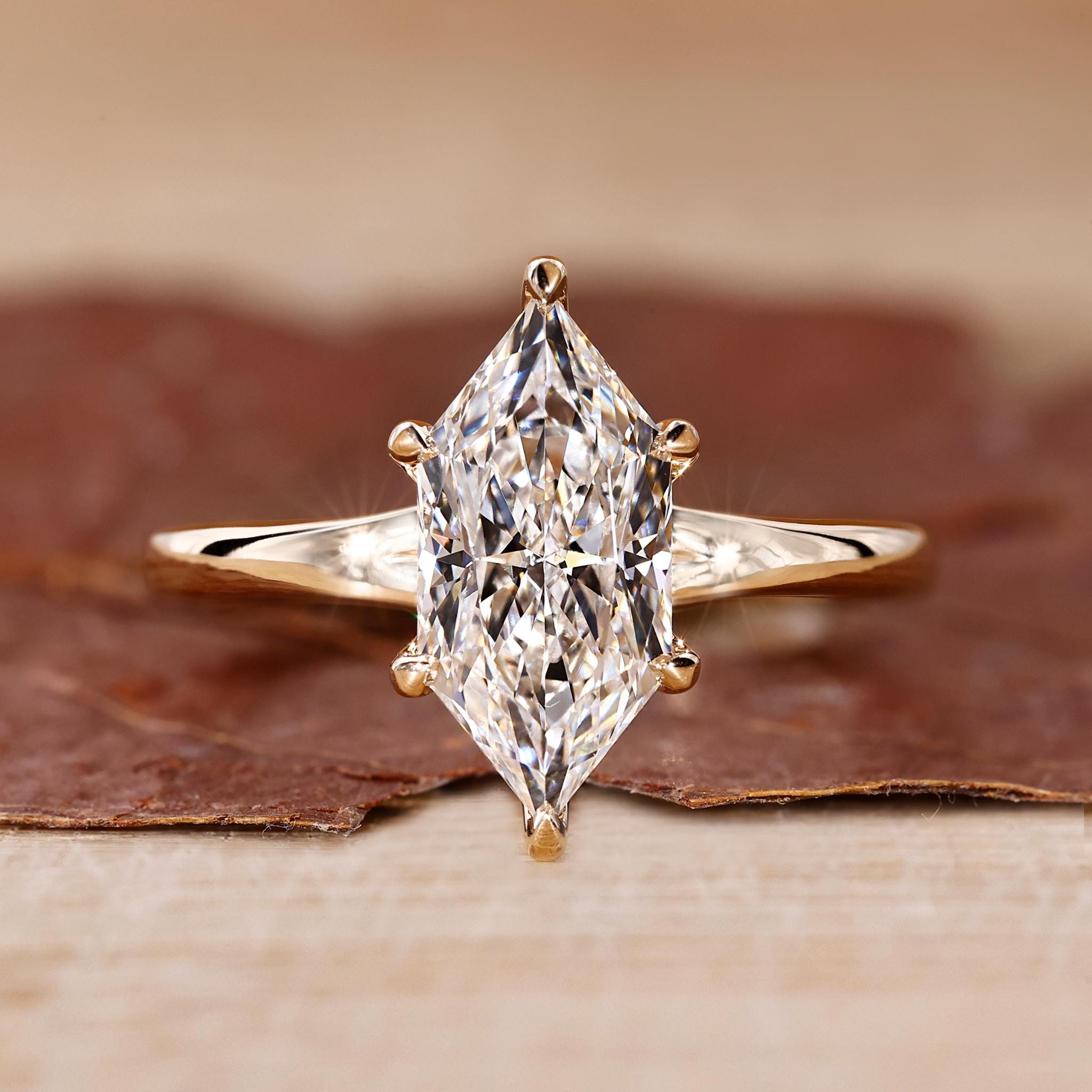 Antique Dutch Marquise Cut Solitaire Engagement Ring, Lab Grown Diamond ...