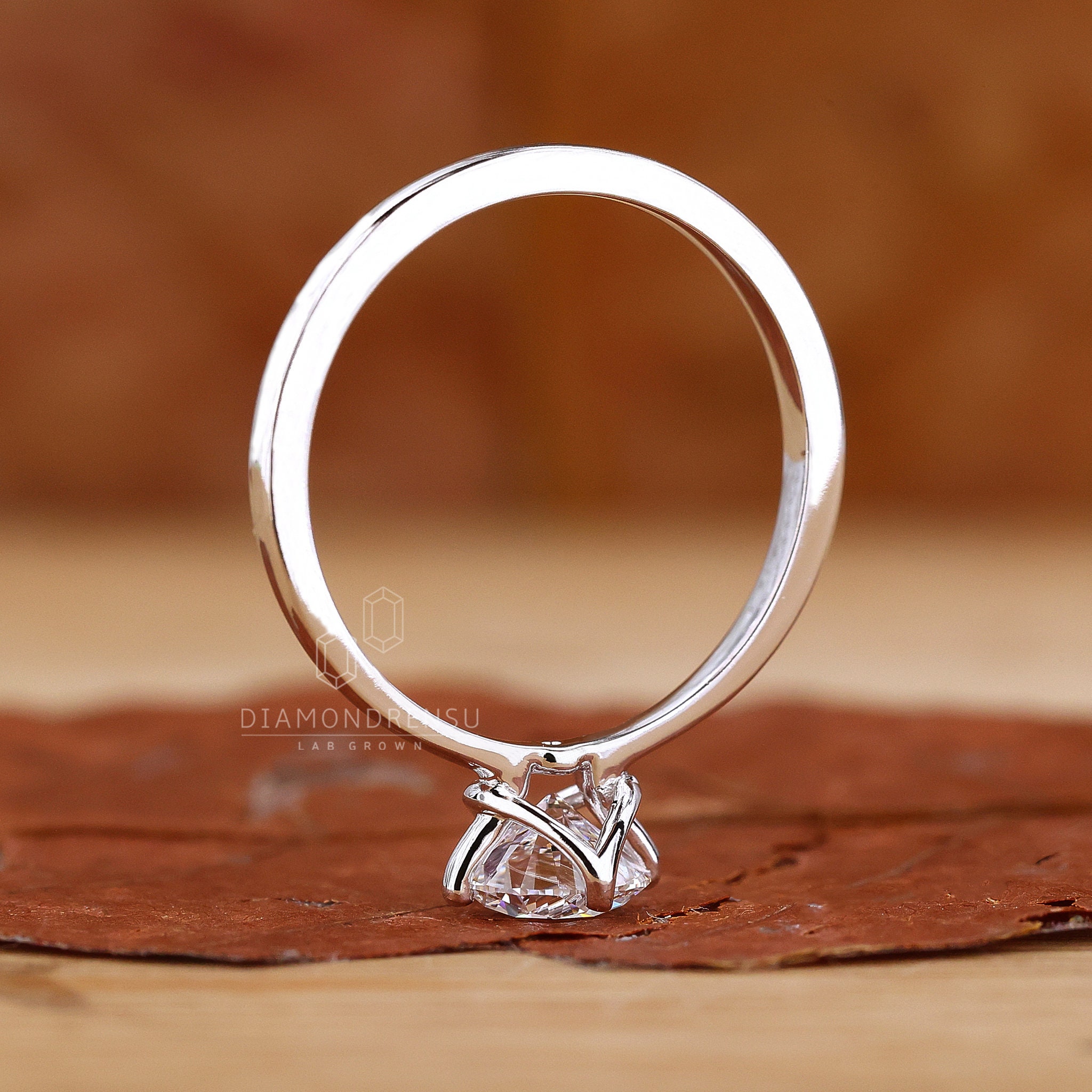 Handmade Round Lab Grown Diamond Solitaire Ring: F/VS1, Solid Gold - Etsy