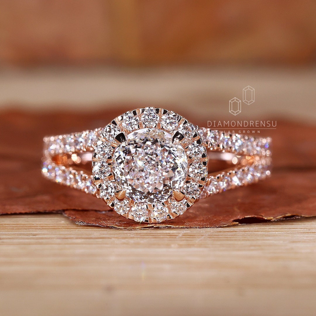 Portuguese Cut Diamond Engagement Ring, 1.26 Ct Lab Grown Diamond Ring ...