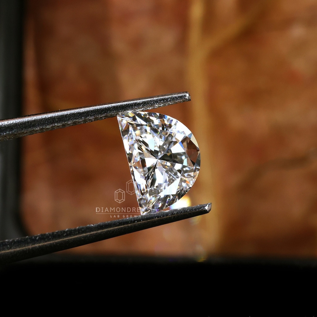 1 CT Half Moon Cut Lab Grown Diamond, F/VS1 Lab Created Diamond for ...