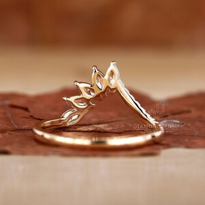 Lab Grown Diamond Tiara Wedding Band: Marquise & Round Cut Chevron Ring ...