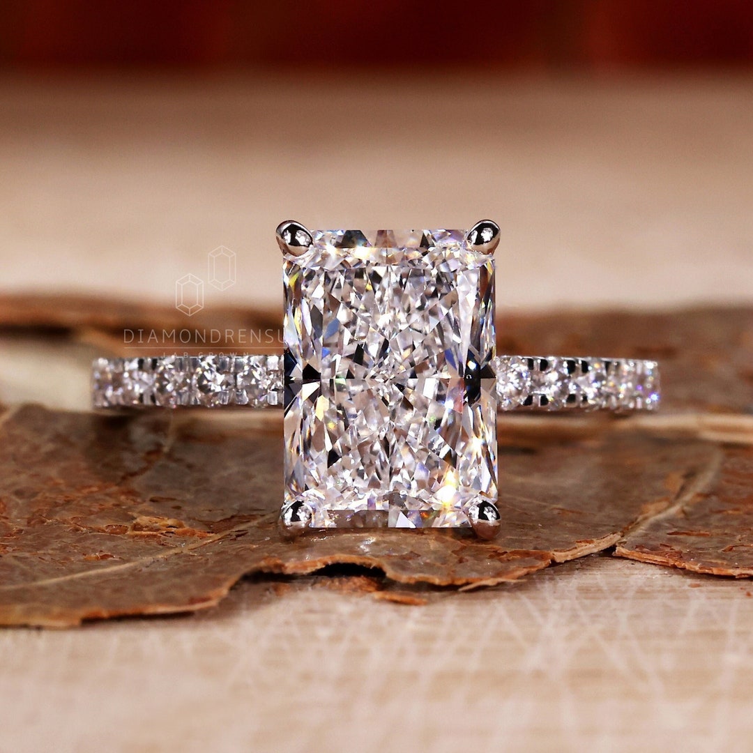 3 CT Radiant Cut Lab Grown Diamond Engagement Ring, IGI Certified F/VS ...