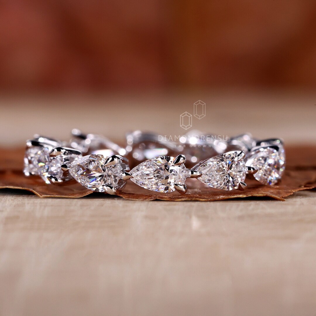 Pear Shaped Diamond Eternity Band, 0.17 CT Each Pear Lab Grown Diamond ...