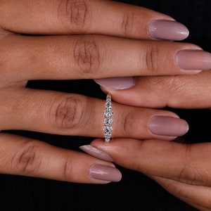 Graduated Oval and Round Diamond Engagement Ring, Lab Grown Diamond ...