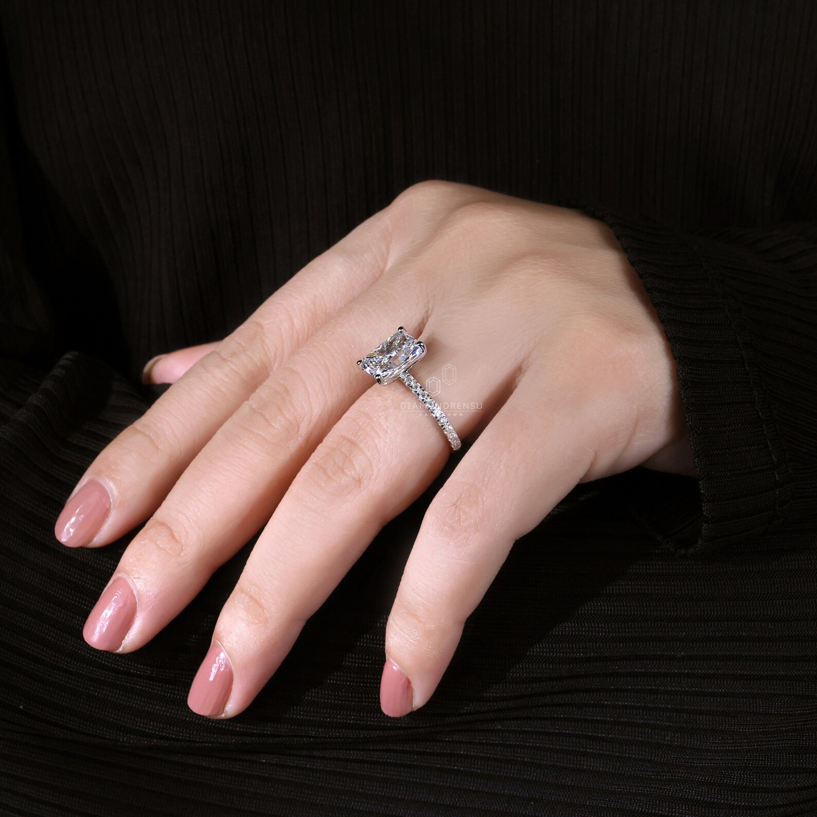 3 CT Radiant Cut Lab Grown Diamond Engagement Ring F/VS Lab - Etsy