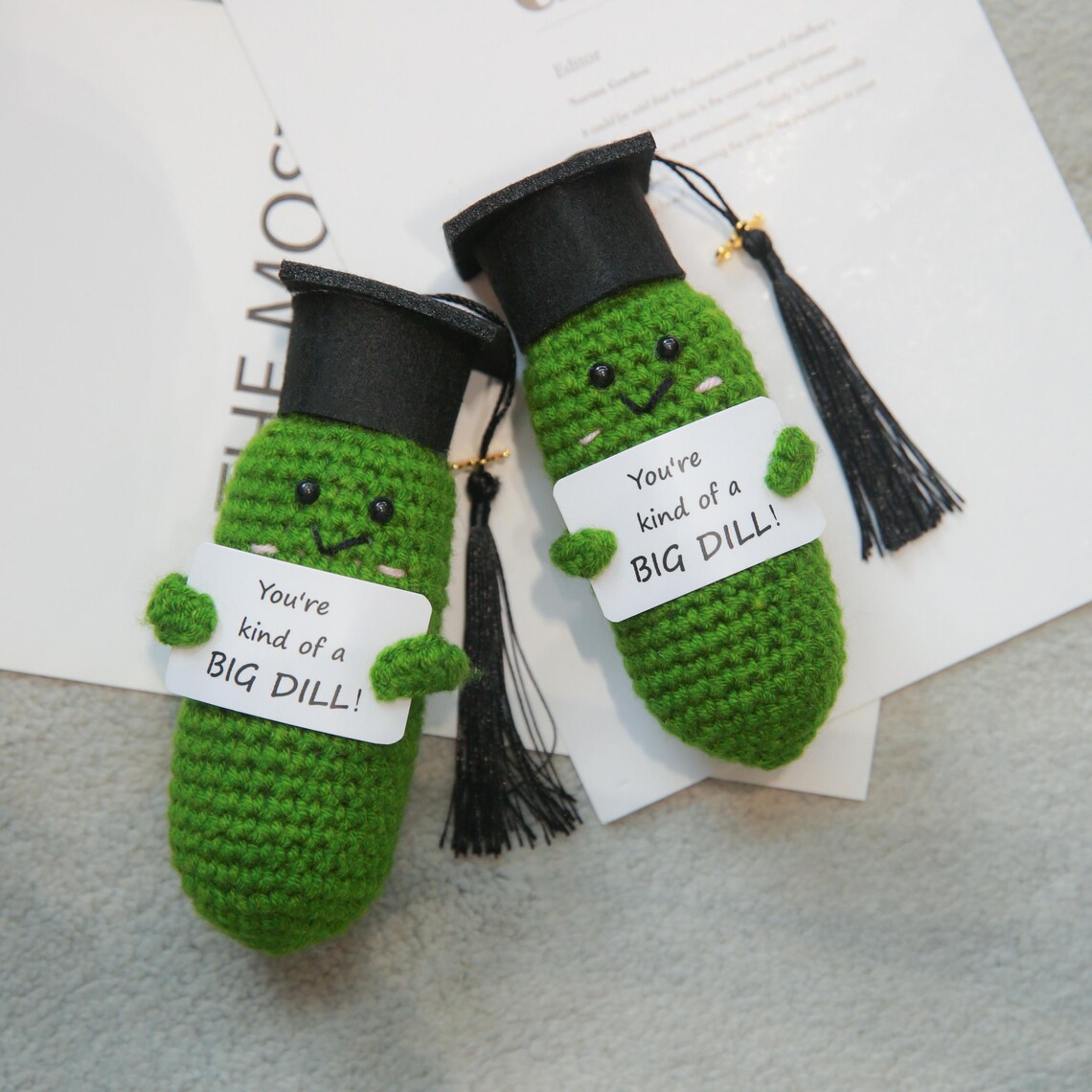 Crochet Pickle Wearing Graduation Tassel Hat ,graduation Gift for ...