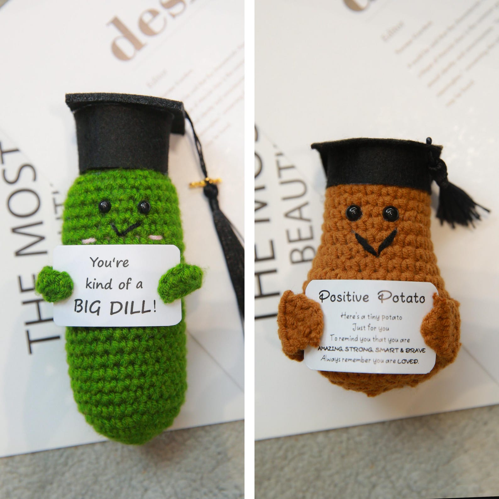 Crochet Pickle Wearing Graduation Tassel Hat ,graduation Gift for ...