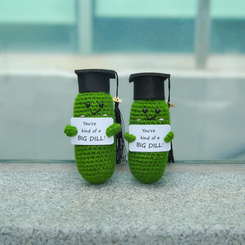 Crochet Pickle Wearing Graduation Tassel Hat ,graduation Gift for ...