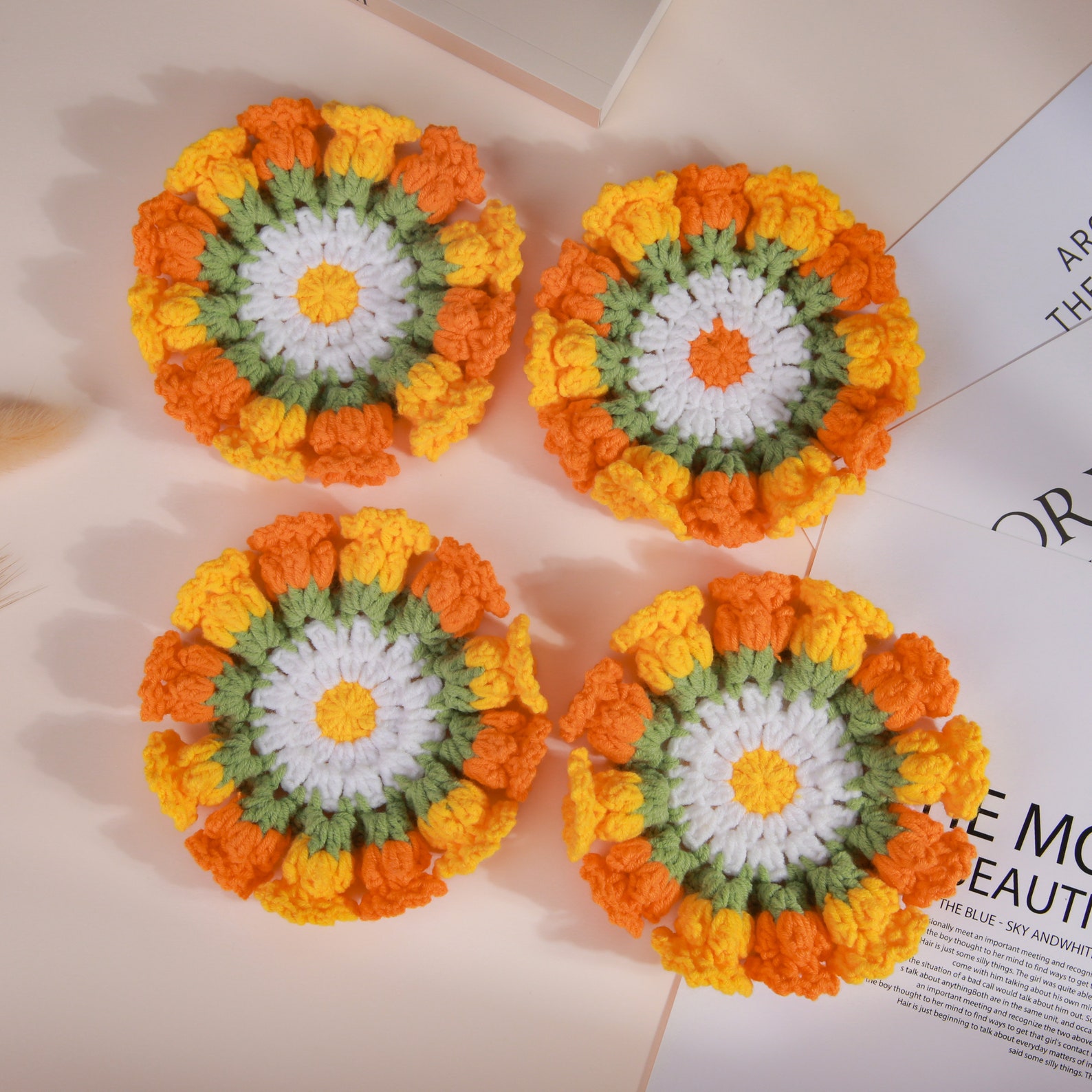 Crochet Coaster Flower Pot, Lily of Valley Coasters, Flower Coasters ...