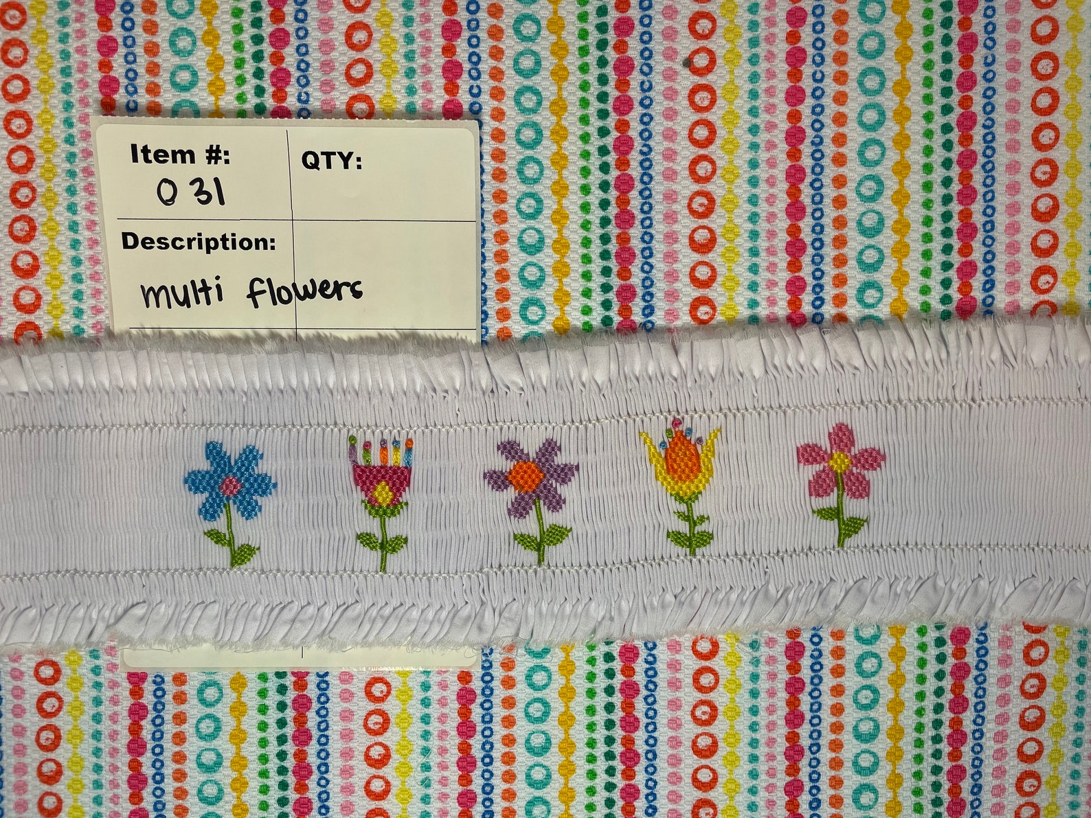 PRE SMOCKED Floral Insert, Sewing Supplies, Smocking, Tulips, Pansy ...