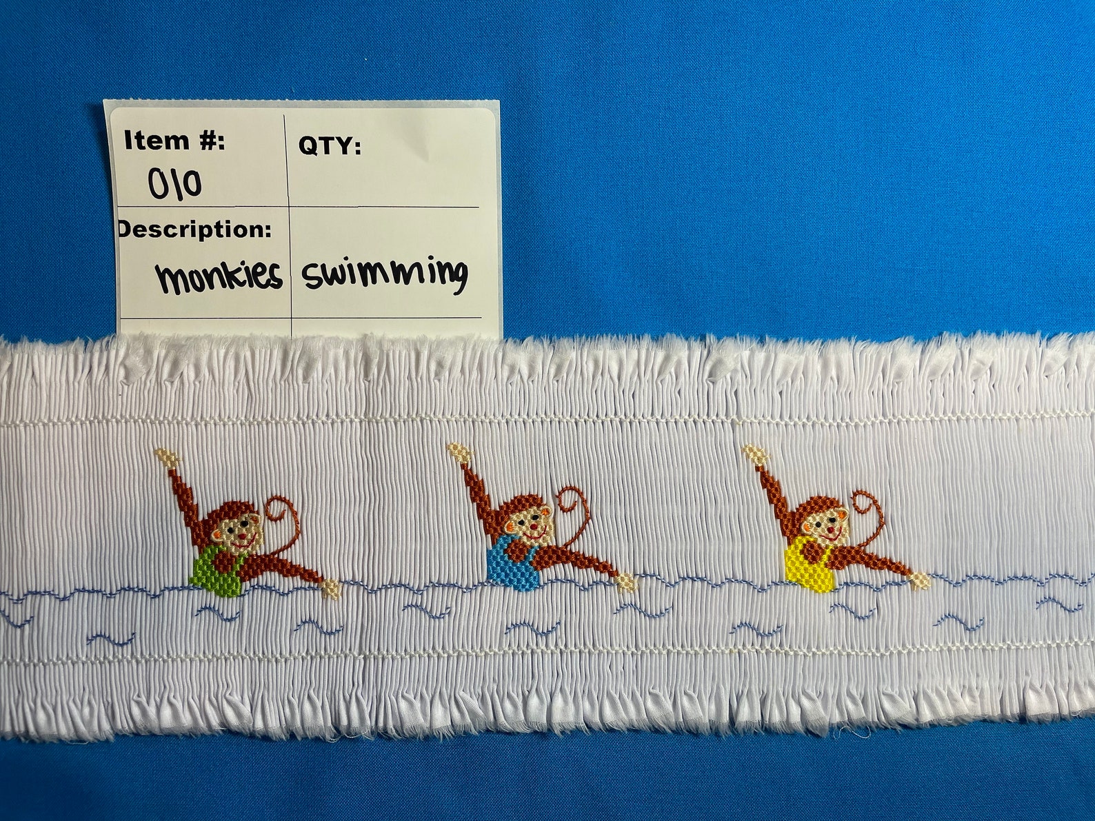Monkey Theme PRE Smocked Insert, Sewing Supplies, Swimming, Swinging - Etsy