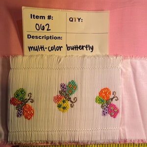 Bugs, Butterflies Themed PRE Smocked Insert, Sewing Supplies, Smocking ...