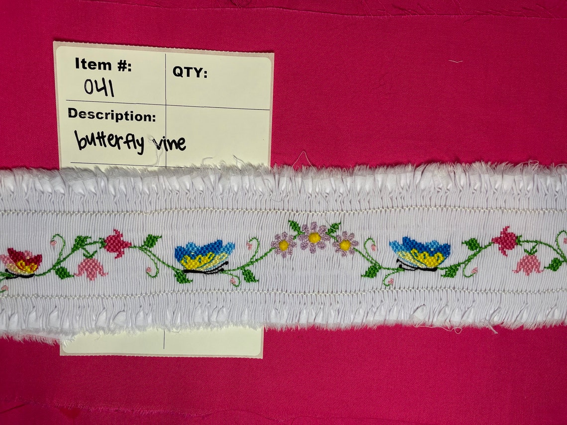 Bugs, Butterflies Themed PRE Smocked Insert, Sewing Supplies, Smocking ...