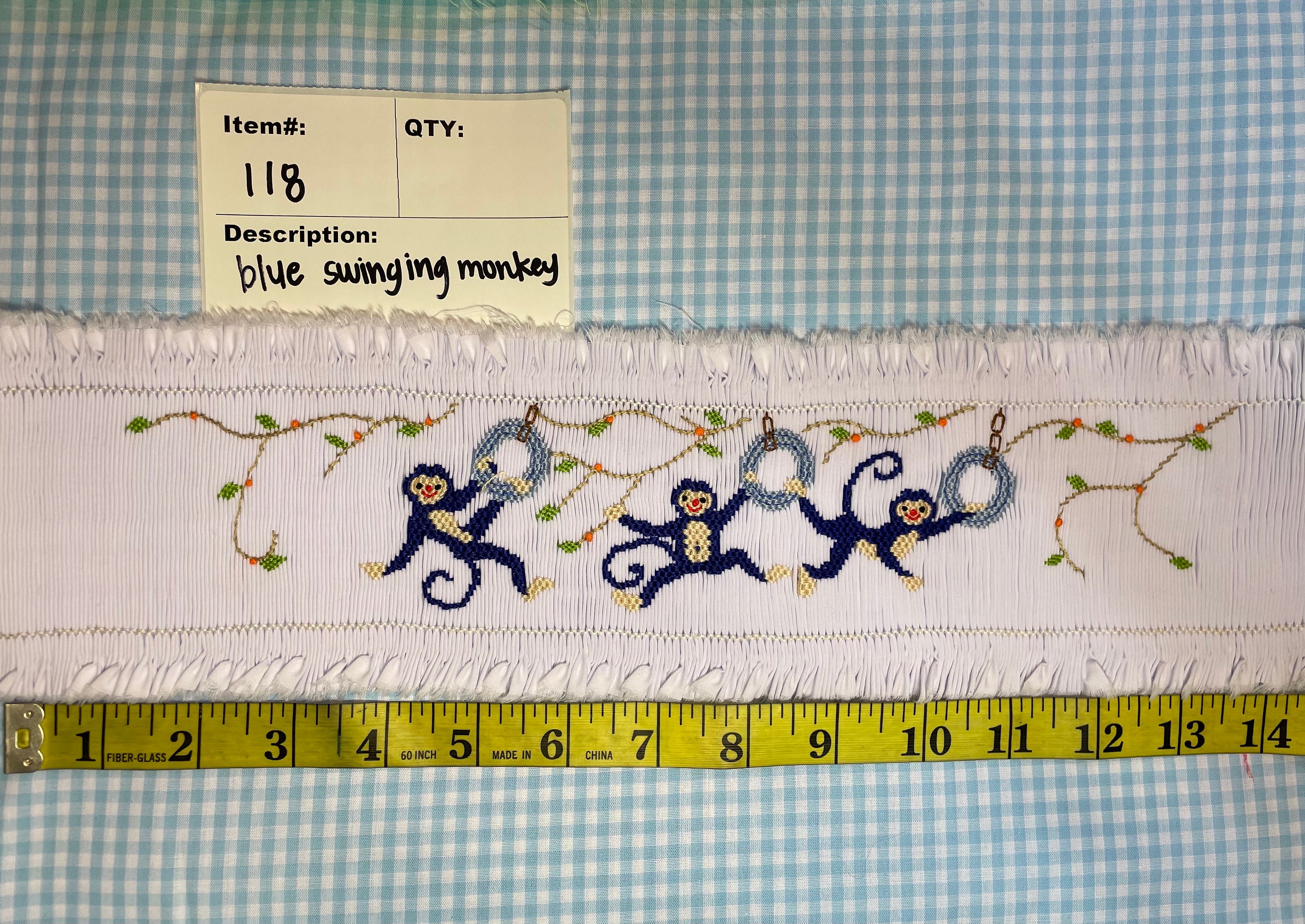 Monkey Theme PRE Smocked Insert, Sewing Supplies, Swimming, Swinging - Etsy