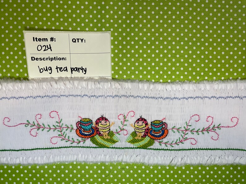 Bugs, Butterflies Themed PRE Smocked Insert, Sewing Supplies, Smocking ...