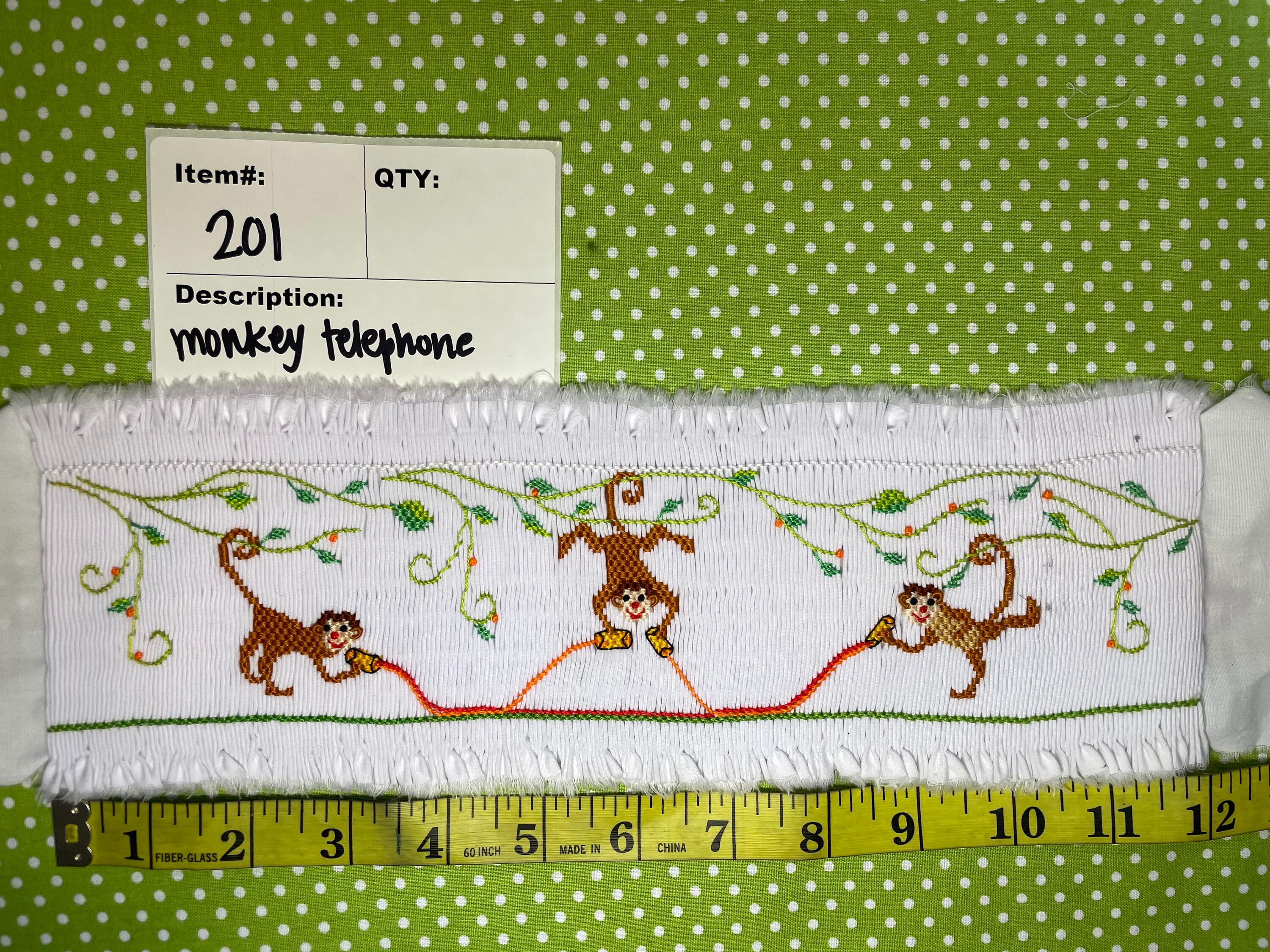 Monkey Theme PRE Smocked Insert, Sewing Supplies, Swimming, Swinging - Etsy