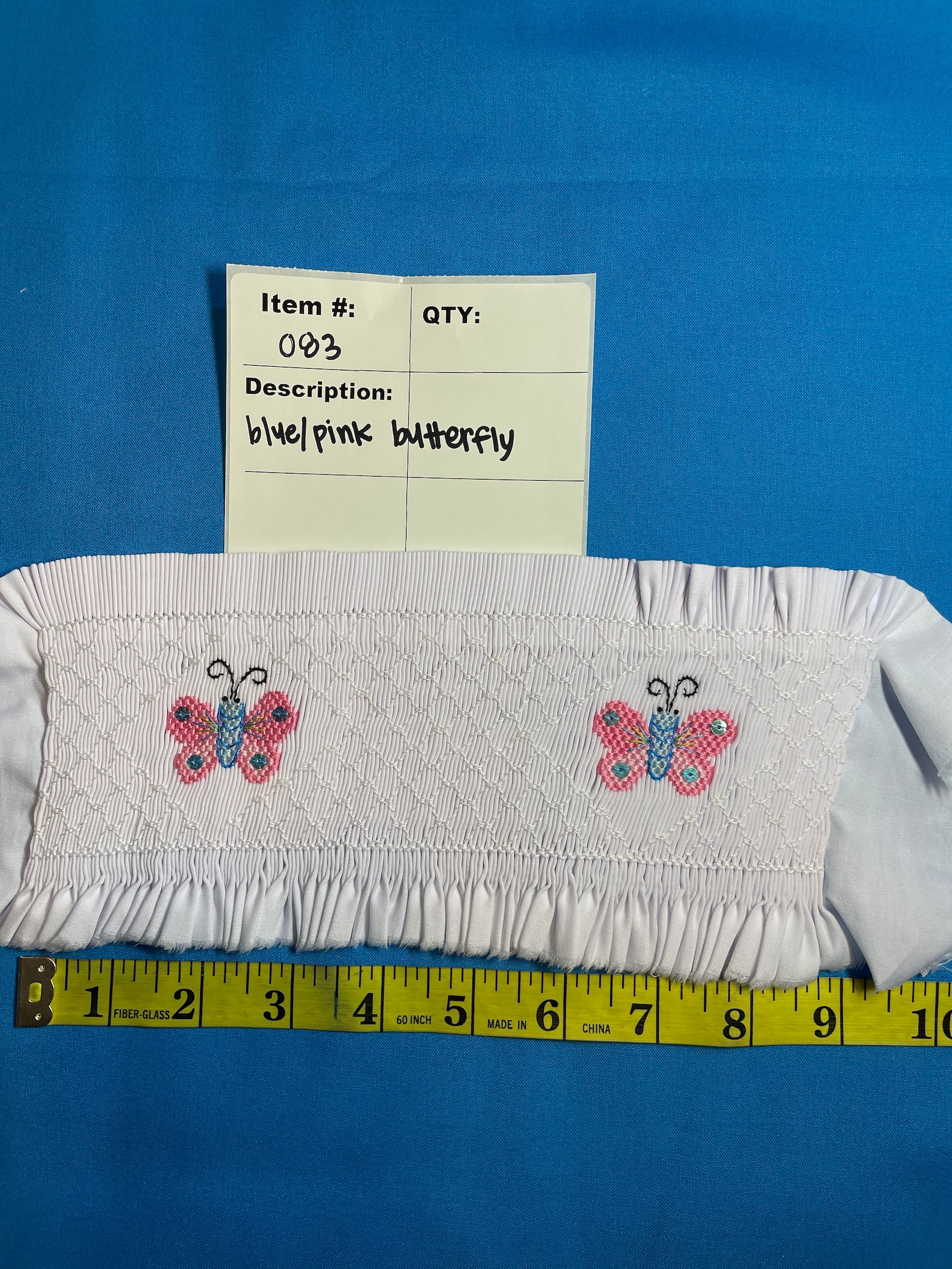 Bugs, Butterflies Themed PRE Smocked Insert, Sewing Supplies, Smocking ...