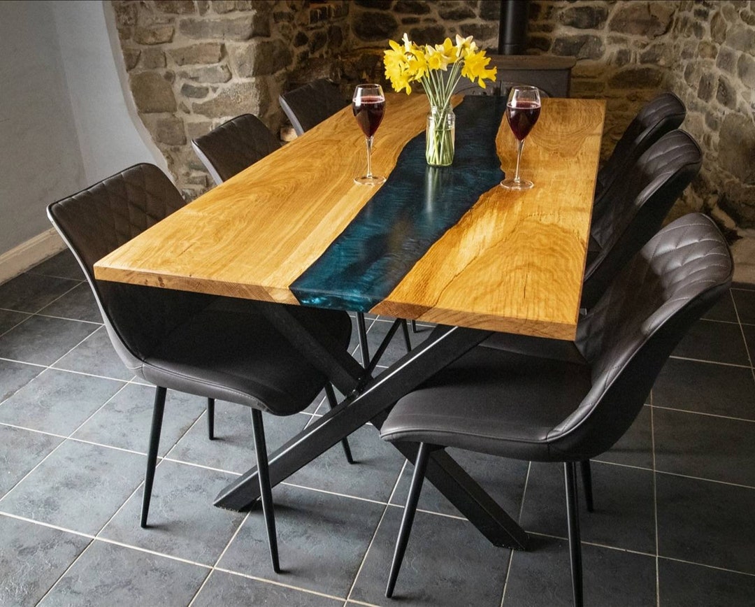 River table, oak resin dining table - Etsy Österreich