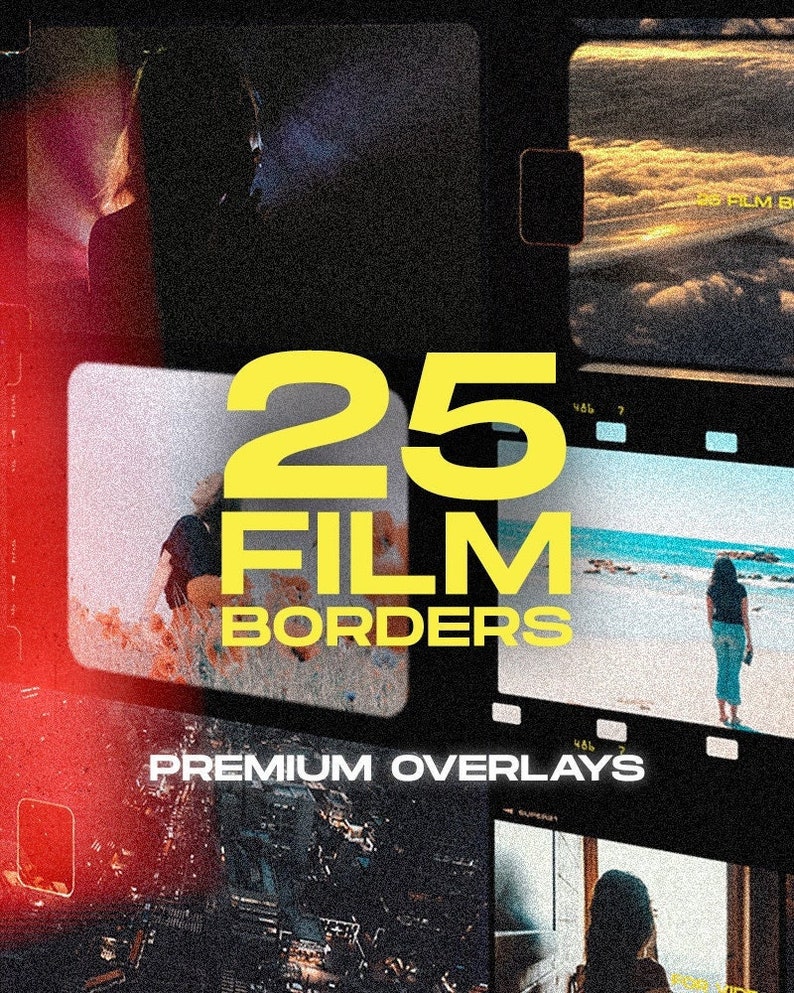 25 Film Borders Instant Download – Super 8mm Film Strip Overlay Pack ...