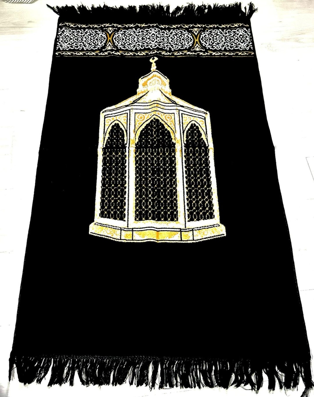 Elegant Black Prayer Mat - Etsy