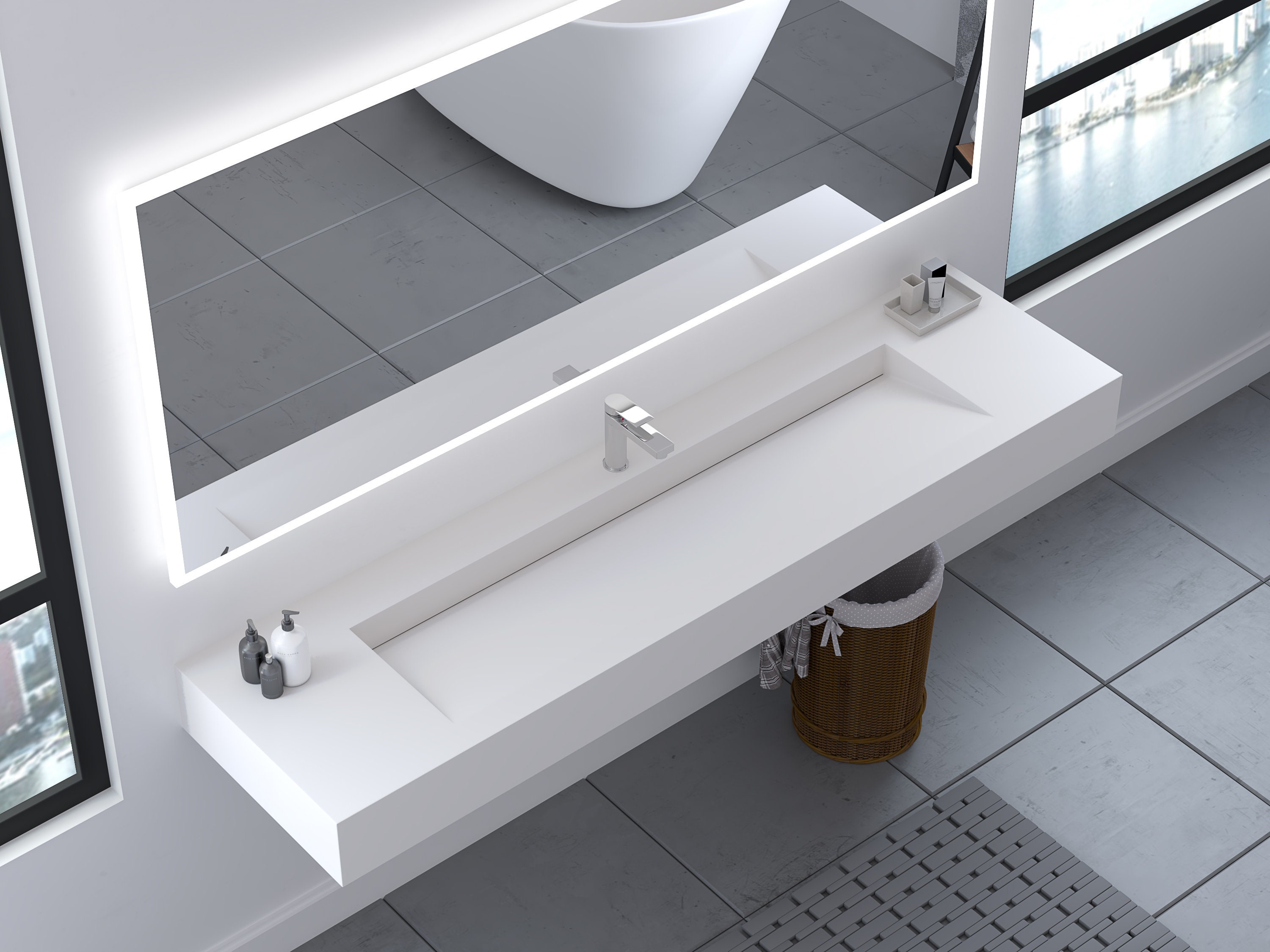 72 Wall-mount Minimalist Ramp Basin Floating Bathroom - Etsy